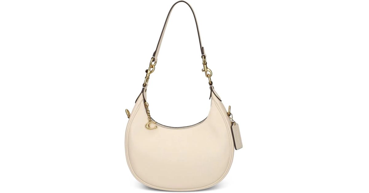 COACH Small Jonie 22 Half-Moon Leather Shoulder Bag in Natural | Lyst