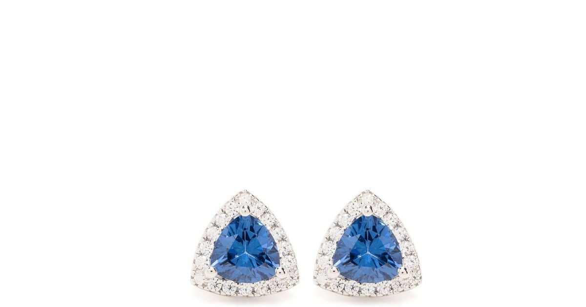 Apm Monaco Triangle Pavé Stud Earrings in Blue | Lyst