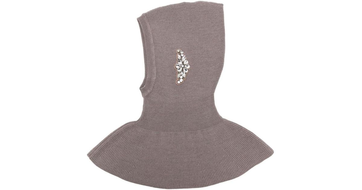 Simone Rocha Crystal-Embellished Pointed Balaclava in Brown | Lyst UK