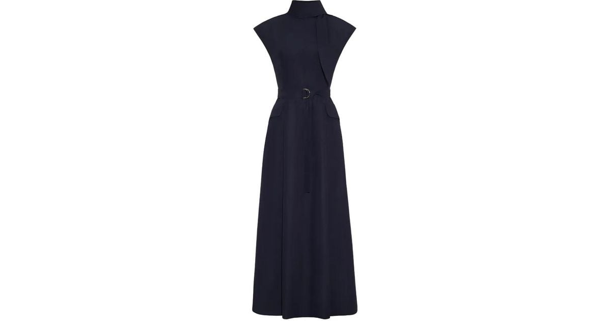 Adam Lippes Akane Belted Midi Dress in Blue | Lyst UK