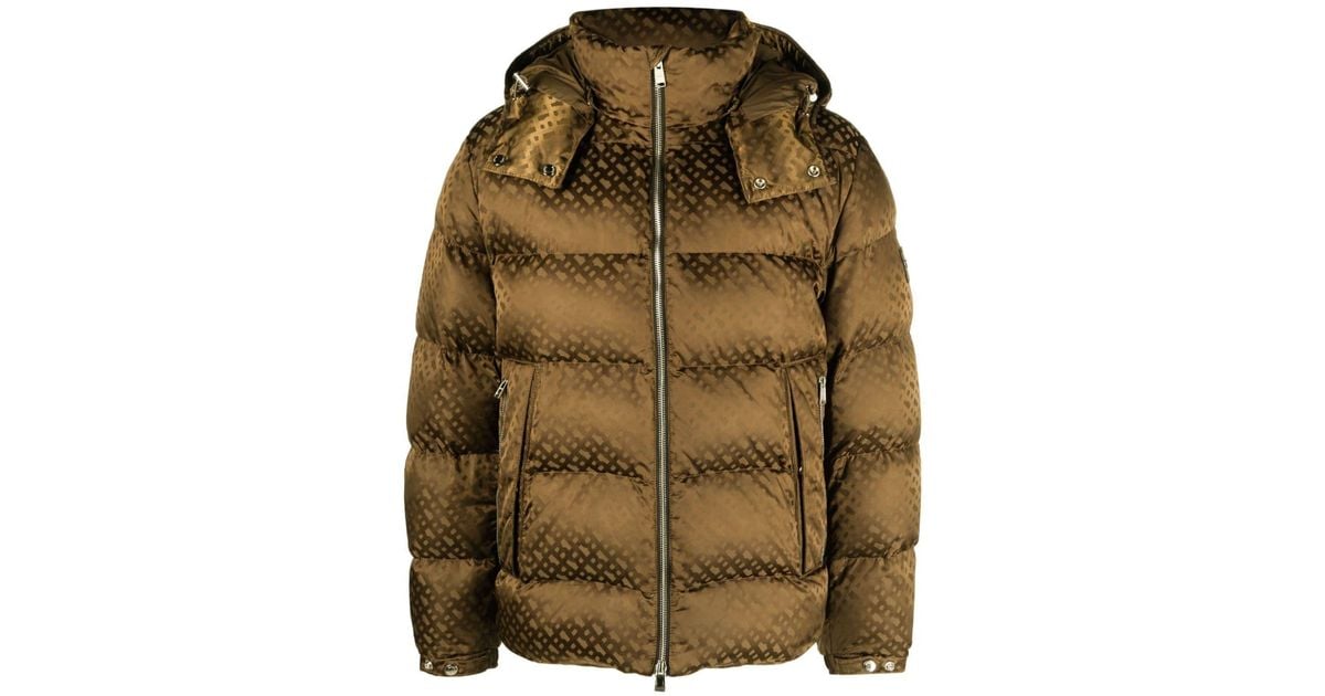 BOSS Monogram-jacquard Padded Jacket in Green for Men | Lyst