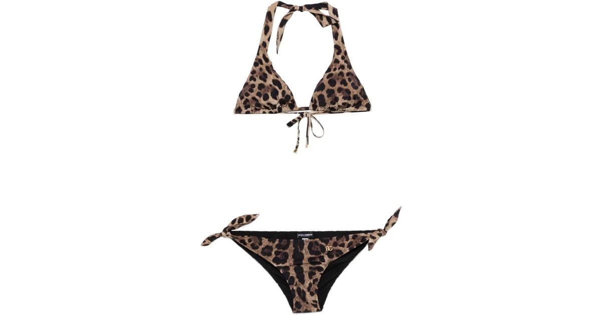 Dolce & Gabbana Leopard-print Tie Bikini in White | Lyst UK