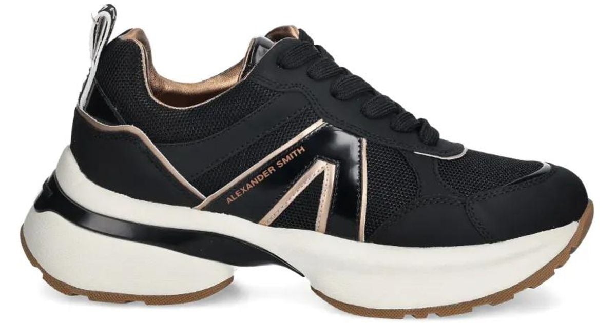 Alexander Smith Victoria Metallic Panelled Sneakers in Black | Lyst UK