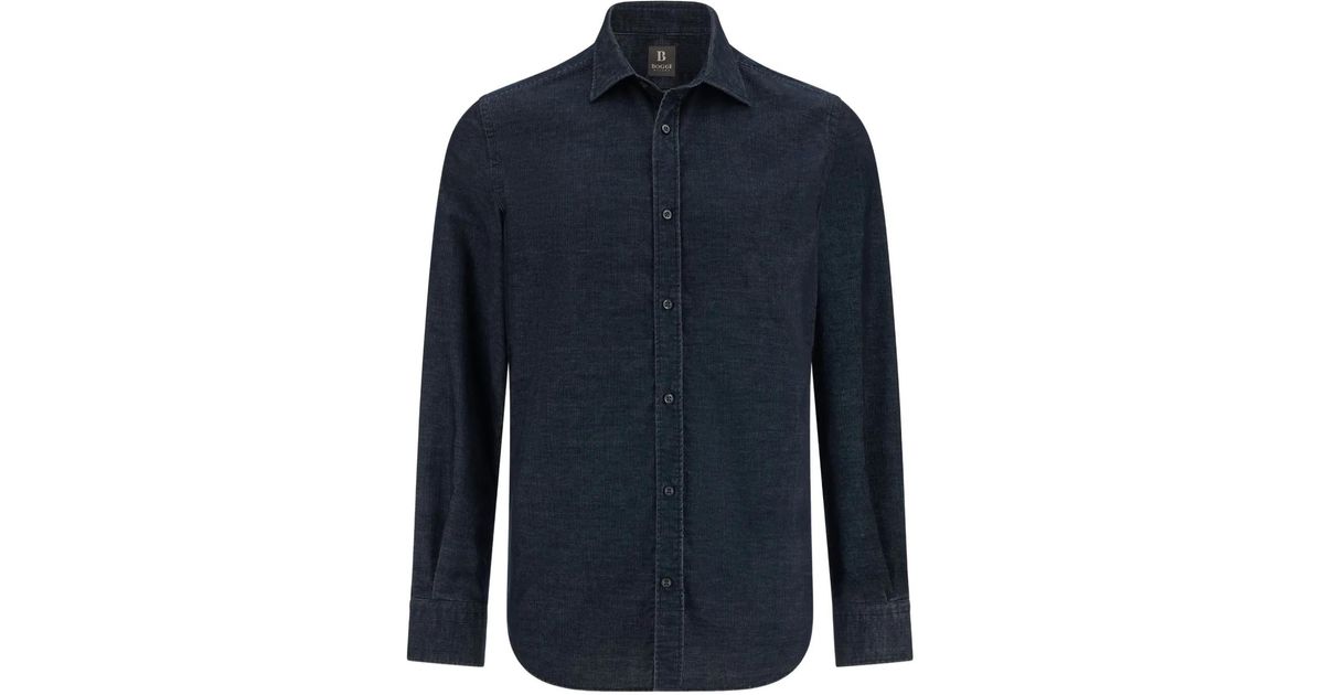 BOGGI Closed-Collar Shirt in Blue for Men | Lyst UK
