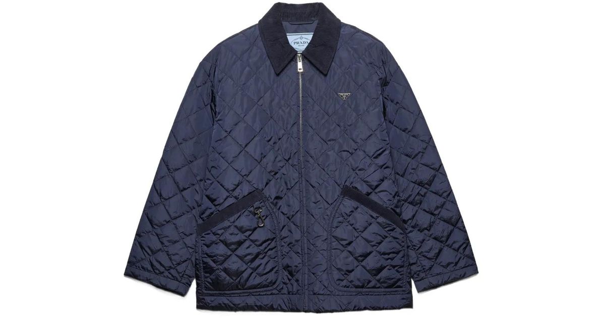 Prada Re-Nylon Blouson Jacket in Blue | Lyst UK