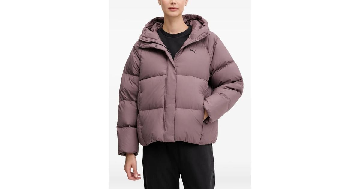 PUMA Hooded Puffer Jacket in Purple | Lyst