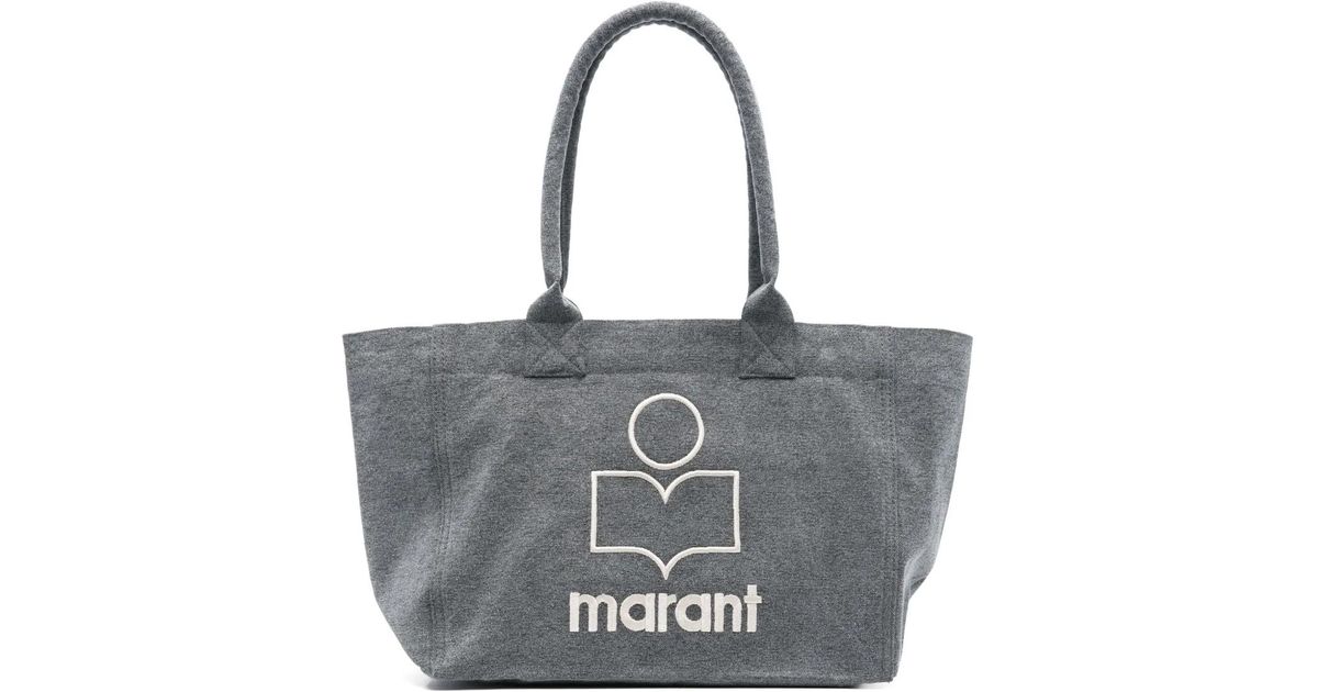 Isabel Marant 'Yenki Logo' Detail Canvas Tote Bag in Black | Lyst