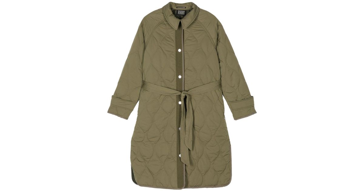 Scotch & Soda Quilted Coat in Green | Lyst