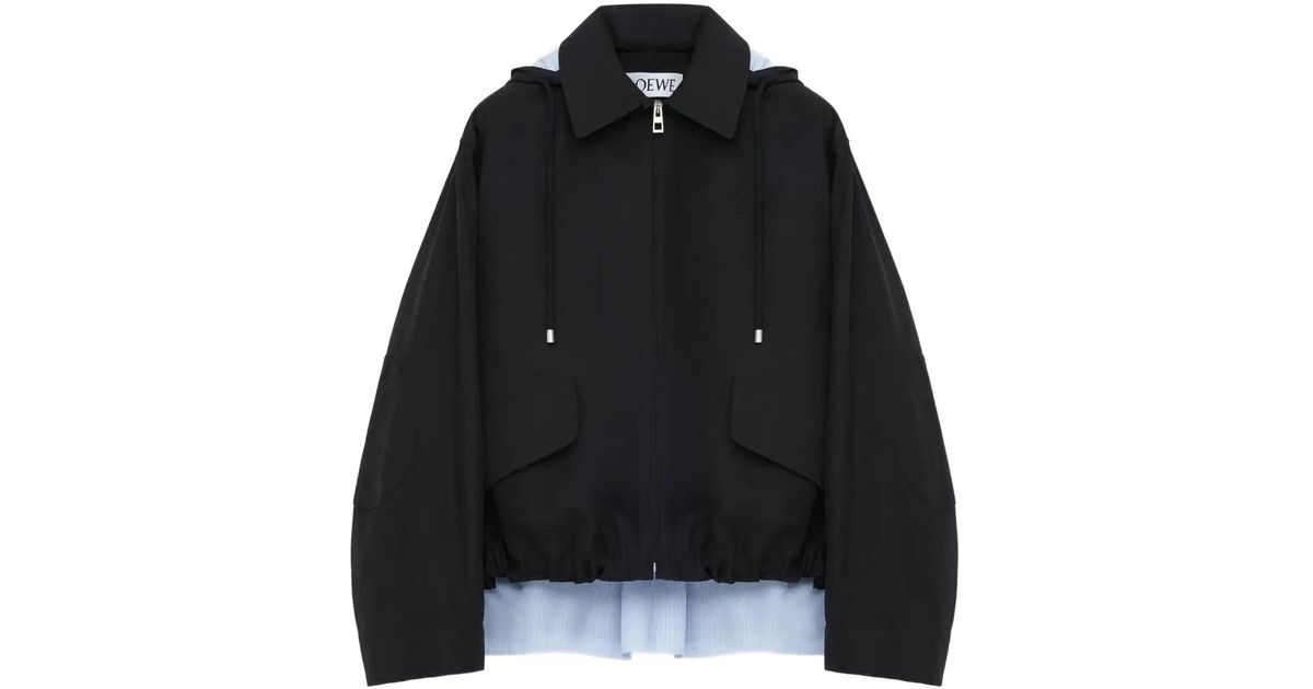 Loewe Hooded Zip Parka in Black | Lyst UK