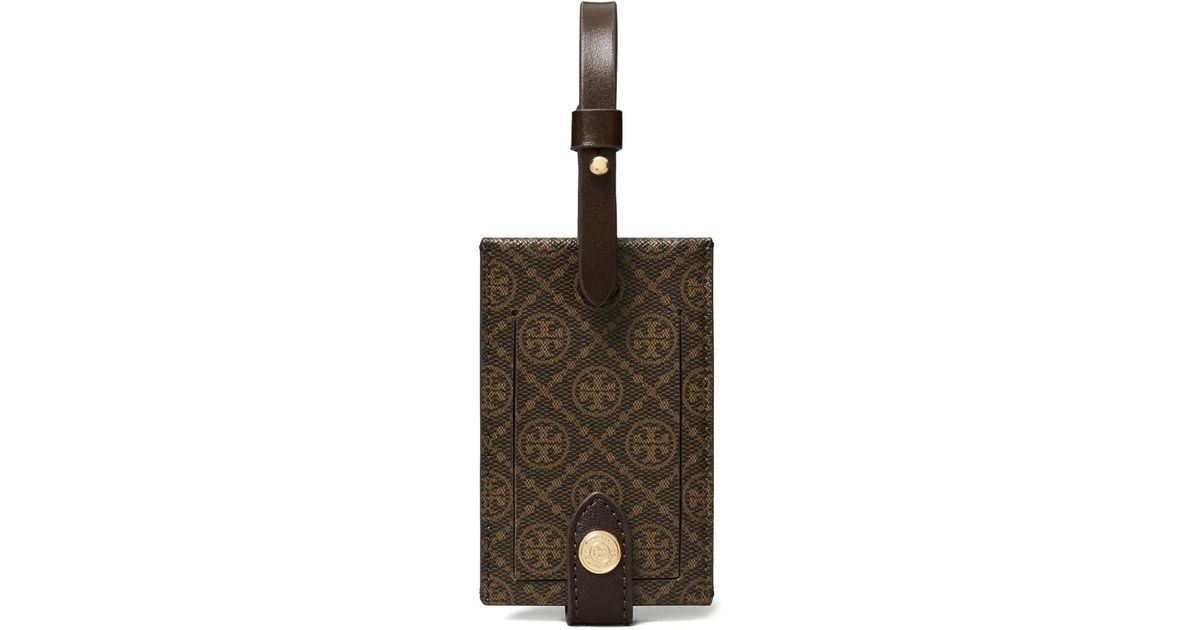 Tory Burch Monogram Coated Canvas Luggage Tag Accessories in Natural ...