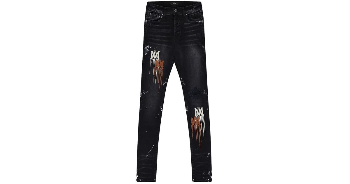 Amiri Paint-Drip Jeans in Black for Men | Lyst
