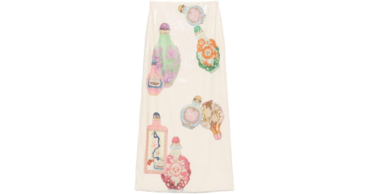 ALÉMAIS X Chesca Athas Sequinned Midi Skirt in White | Lyst UK