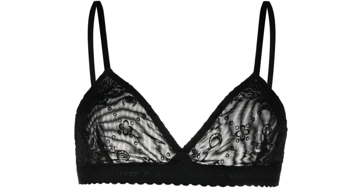 Marine Serre Flocked Monogram Mesh Bra in Black | Lyst