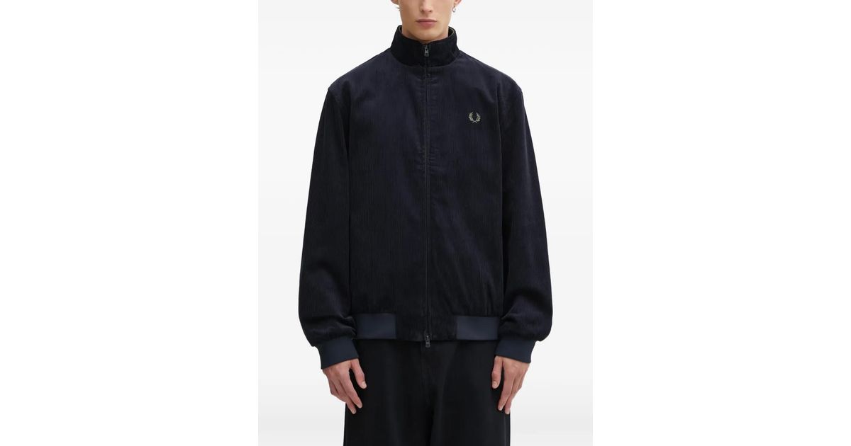 Fred Perry Logo-Embroidered Corduroy Jacket in Blue for Men | Lyst UK