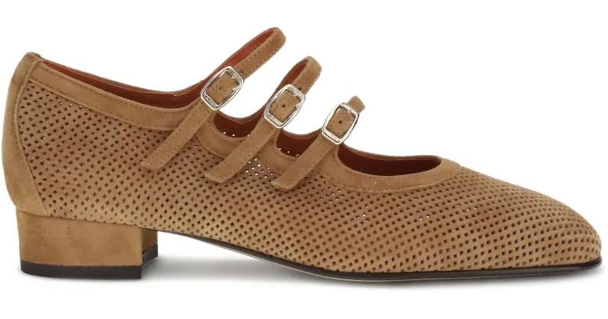 CAREL PARIS Triple-Strap Perforated Pumps in Brown | Lyst UK