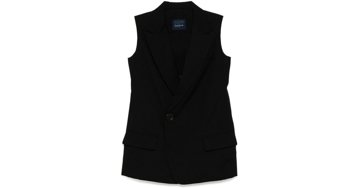 Yohji Yamamoto Wide Notch Lapels Gilet in Black | Lyst
