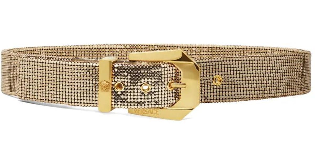 Versace Chainmail-Embellished Metallic Belt in White | Lyst