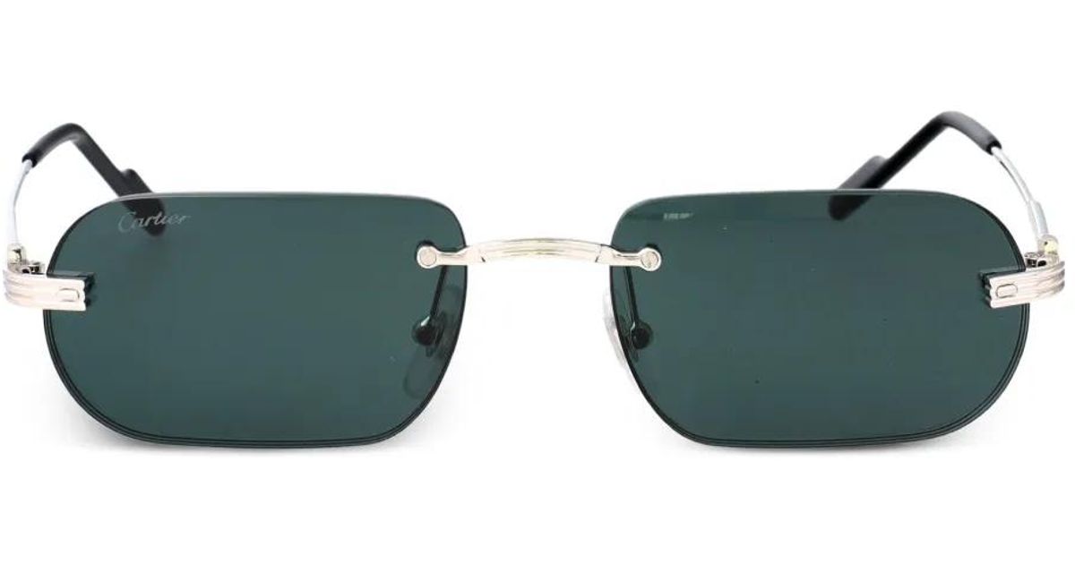 Cartier Rectangle Sunglasses in Green for Men | Lyst UK