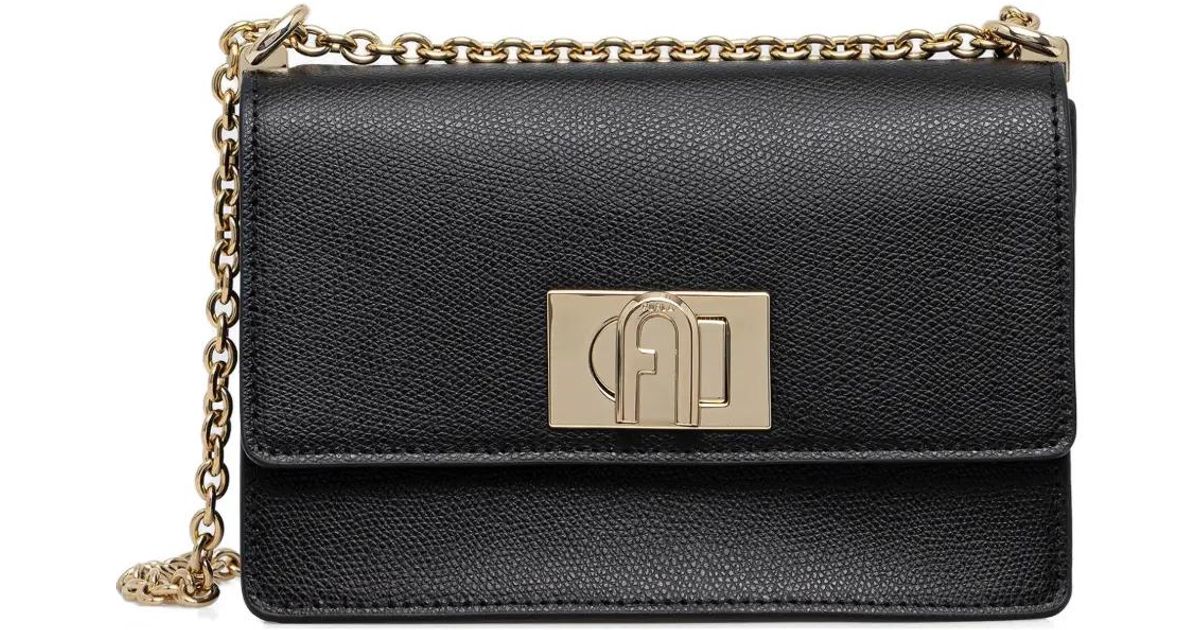 Furla Chain Lock Mini Shoulder Bag in Black | Lyst