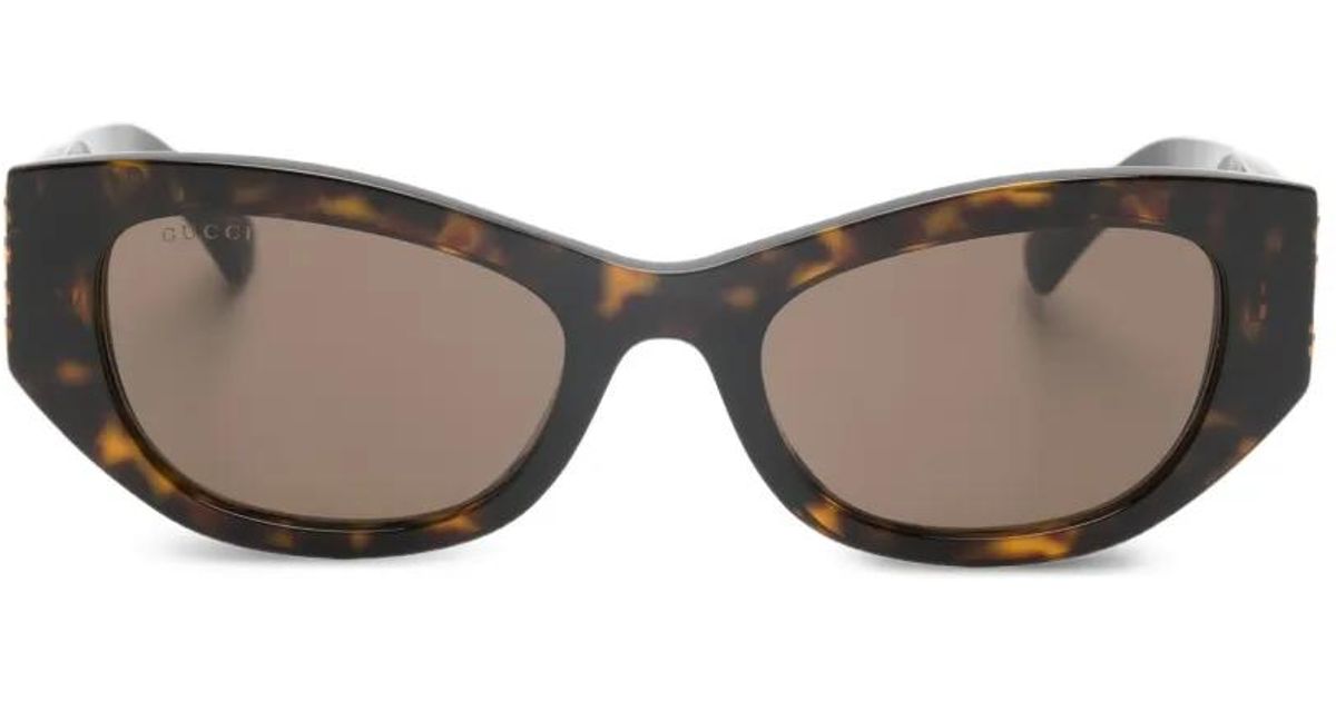 Gucci Tortoise Oval-Frame Sunglasses in Grey | Lyst UK