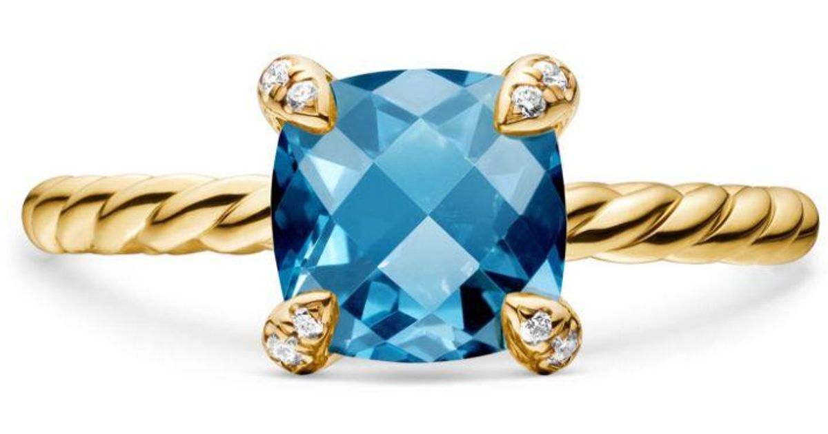 David Yurman 18Kt Chatelaine Topaz And Diamond Ring in Blue | Lyst UK
