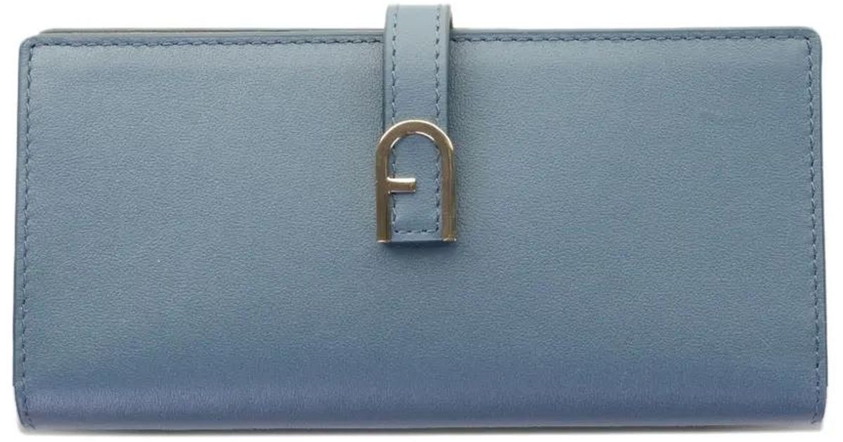 Furla Flow Leather Continental Wallet in Blue | Lyst