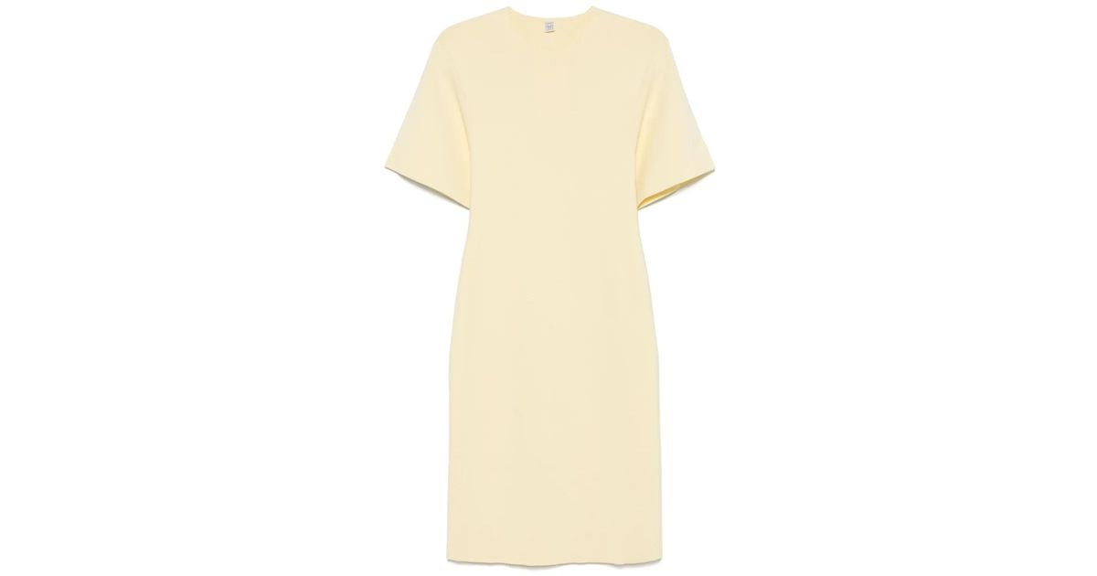 TOTEME Fine-Knit Midi Dress in Natural | Lyst
