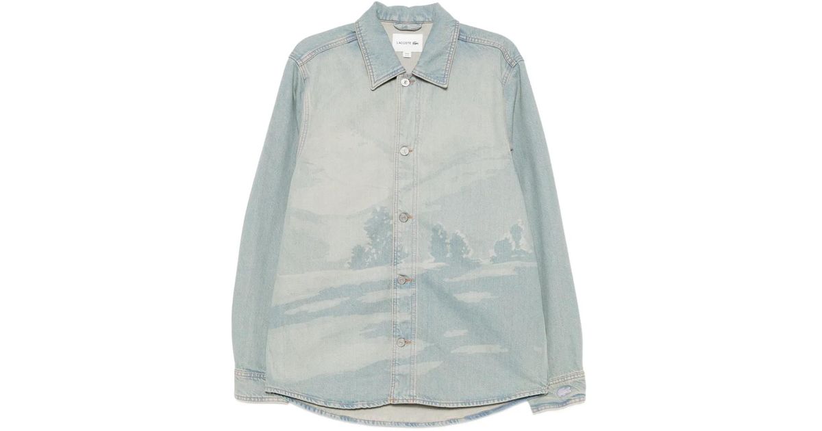 Lacoste Landscape-Motif Denim Shirt Jacket in Blue for Men | Lyst UK