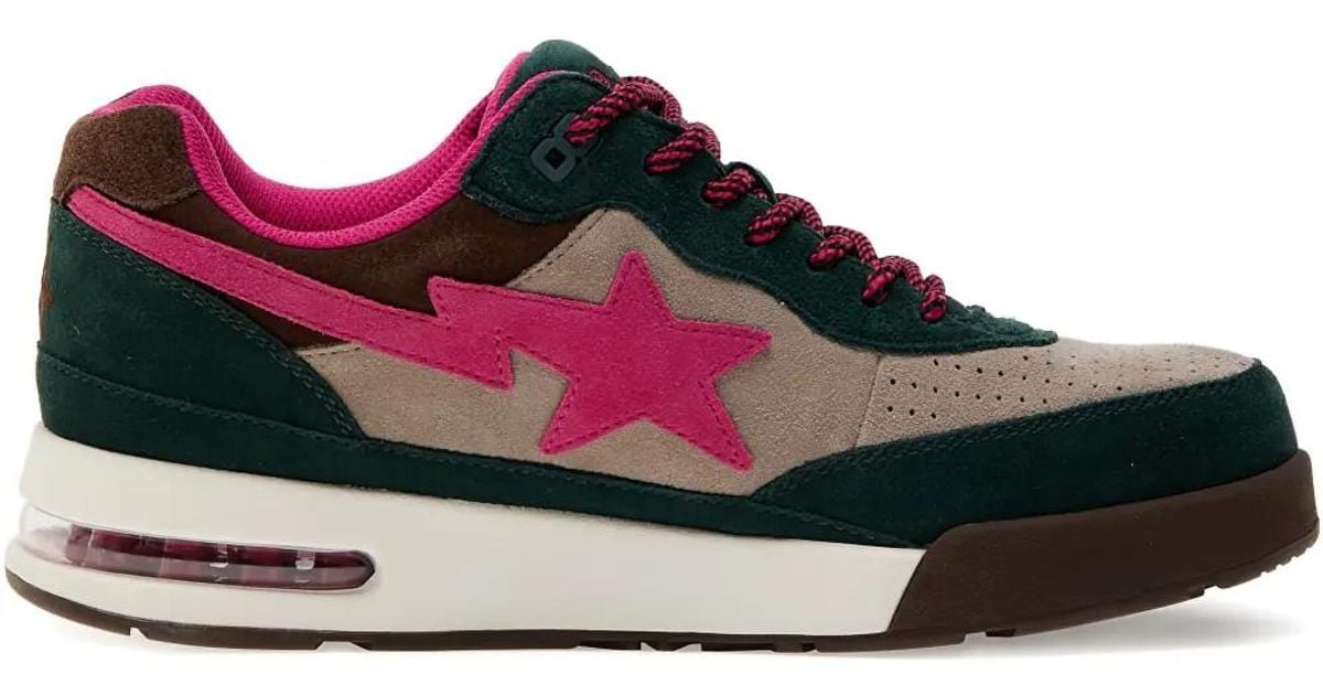 A Bathing Ape Star-Patch Suede Sneakers in Pink for Men | Lyst UK