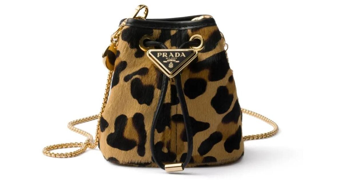 Prada Animal-Print Mini Bag in Brown | Lyst