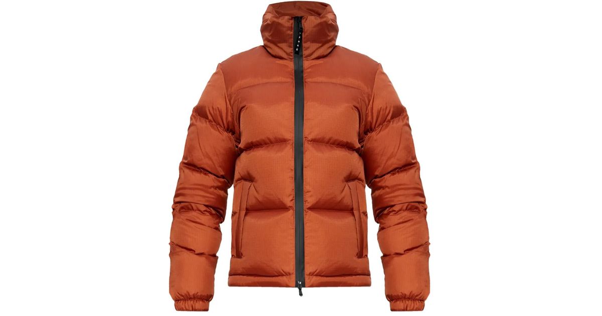 Marni Logo-Embroidery Puffer Jacket in Orange | Lyst