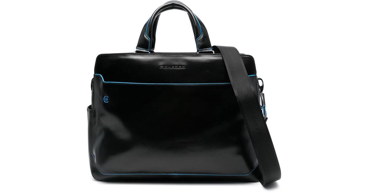 Piquadro Logo-appliqué Laptop Bag in Black for Men | Lyst
