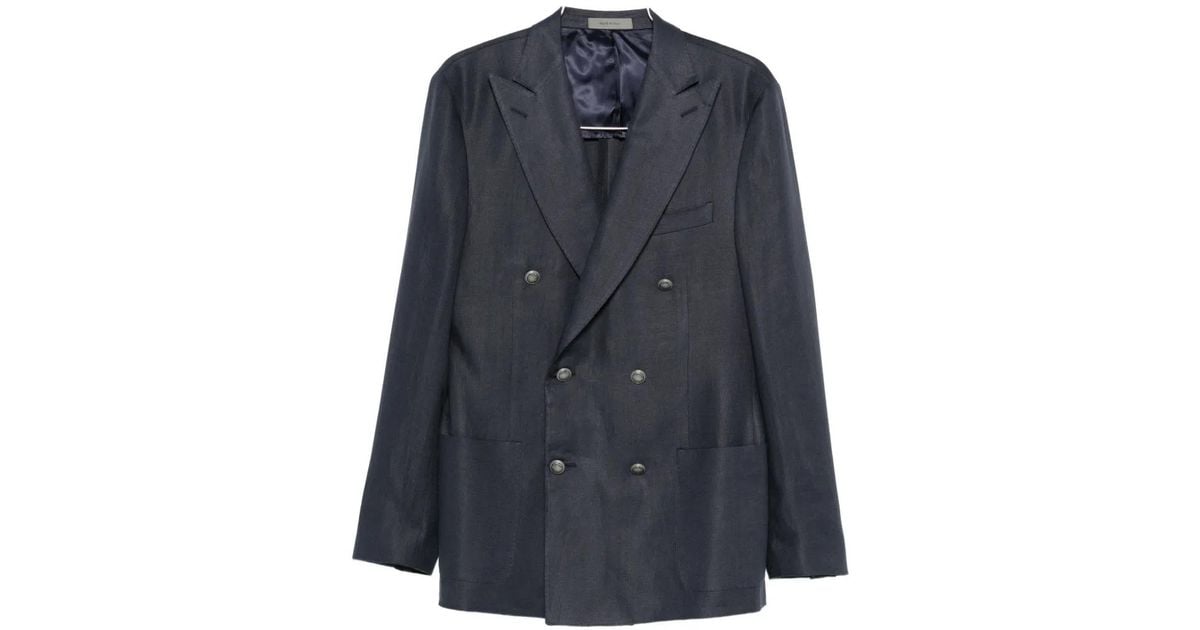 Corneliani Double-Breasted Pocket Blazer in Blue for Men | Lyst UK