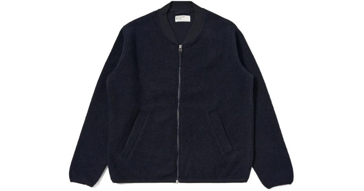 Universal Works Zip-Front Bomber Jacket in Blue for Men | Lyst