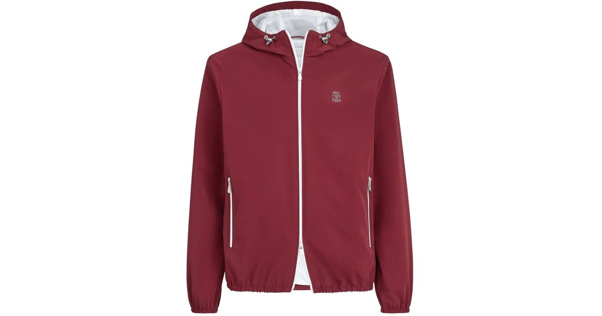 Brunello Cucinelli Logo-Detail Hooded Jacket in Red for Men | Lyst UK