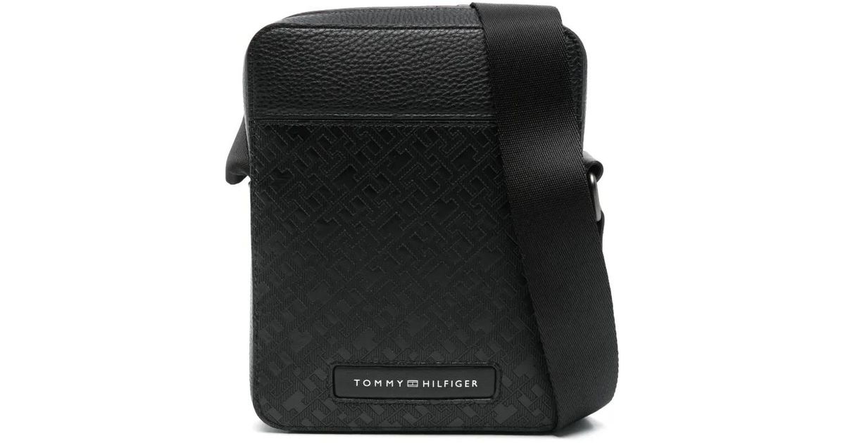Tommy Hilfiger Mini Th Monogram Messenger Bag in Black for Men | Lyst