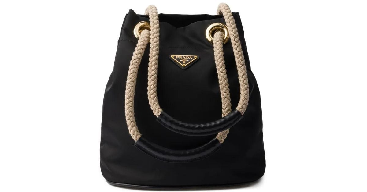 Prada Re-Nylon Rope-Handles Bucket Bag in Black | Lyst