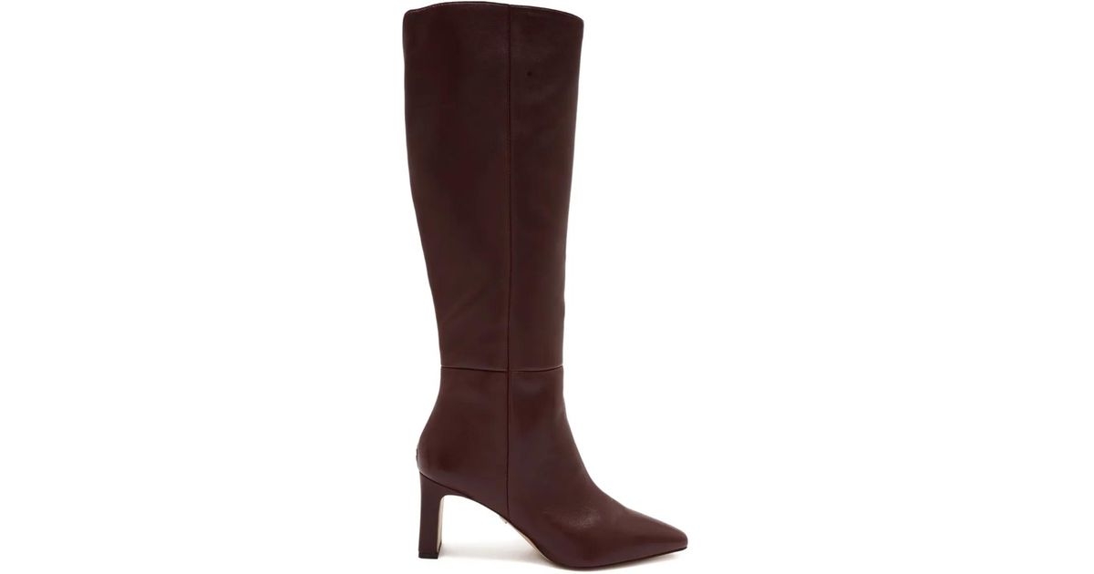 Sam Edelman Pointed Block-Heel Boots in Brown | Lyst UK