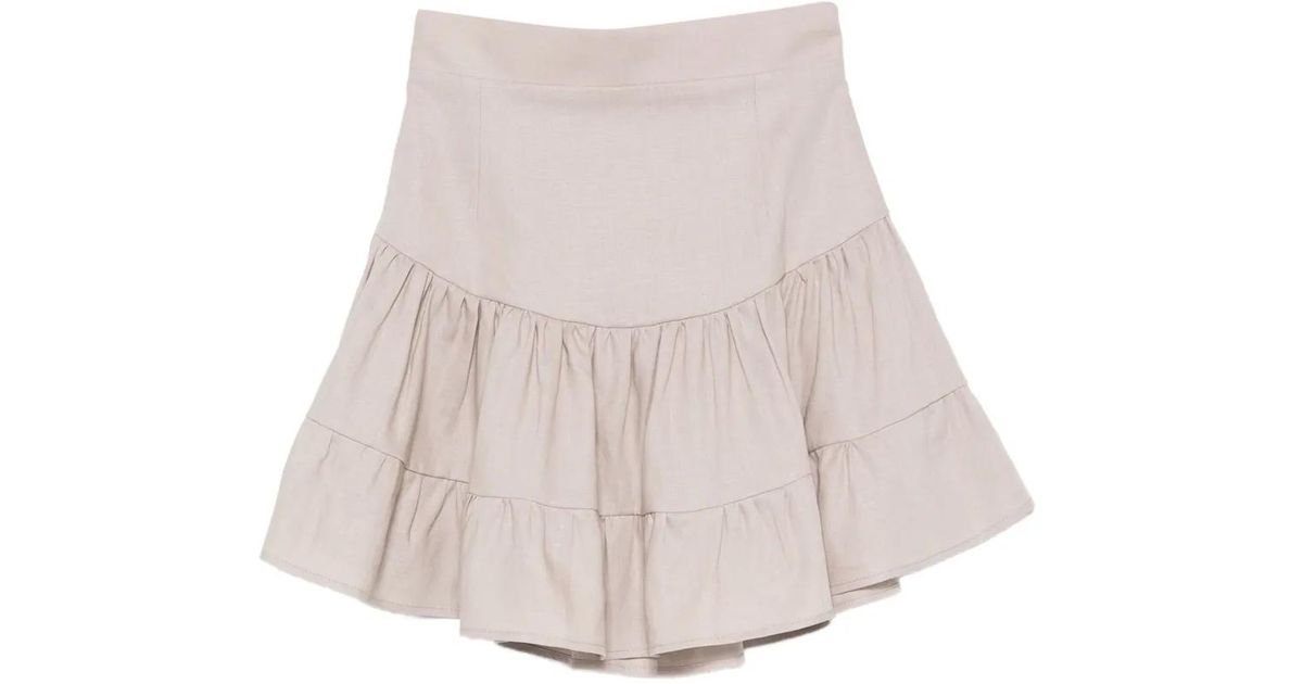 Hamza Bali Linen Mini Skirt in Natural | Lyst UK