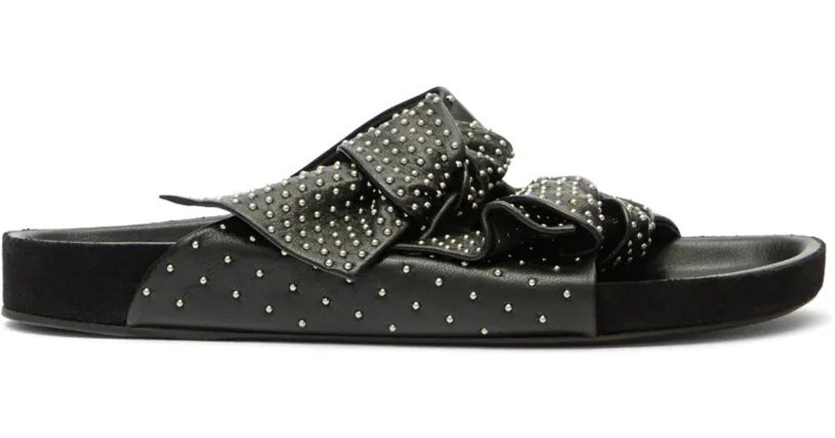 Isabel Marant Lennyo Studded Bow Sandals in Black | Lyst UK