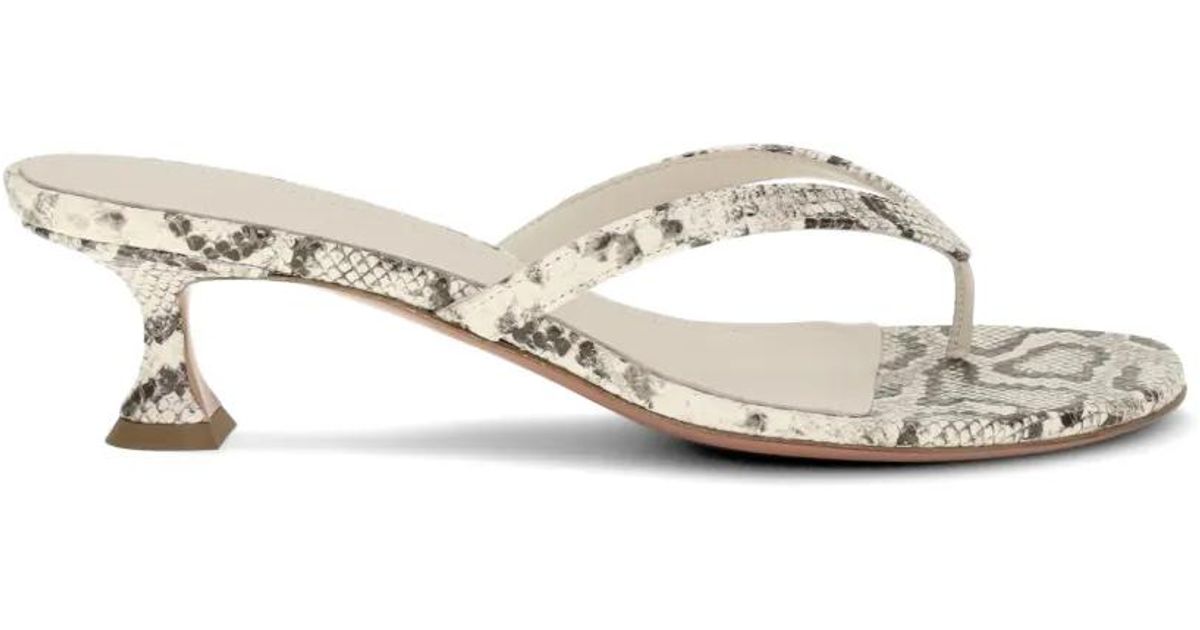 AMINA MUADDI Juliette Snake-Effect Thong Pumps in White | Lyst UK