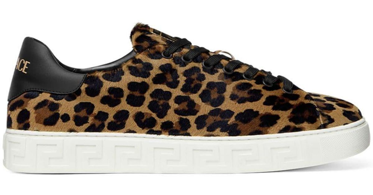 Versace Greca Leopard-Print Sneakers in Black for Men | Lyst UK