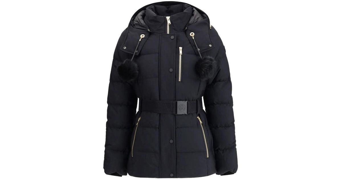 Moose Knuckles Cambria Belted Buffer Jacket in Black | Lyst