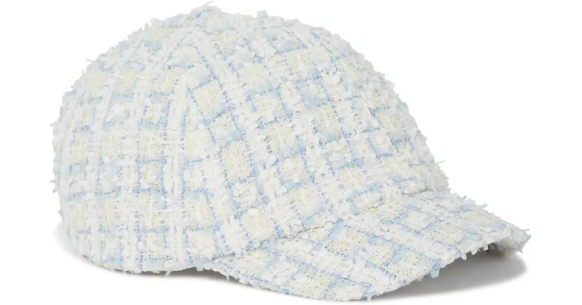 Karl Lagerfeld Signature Boucle Cap in White | Lyst UK