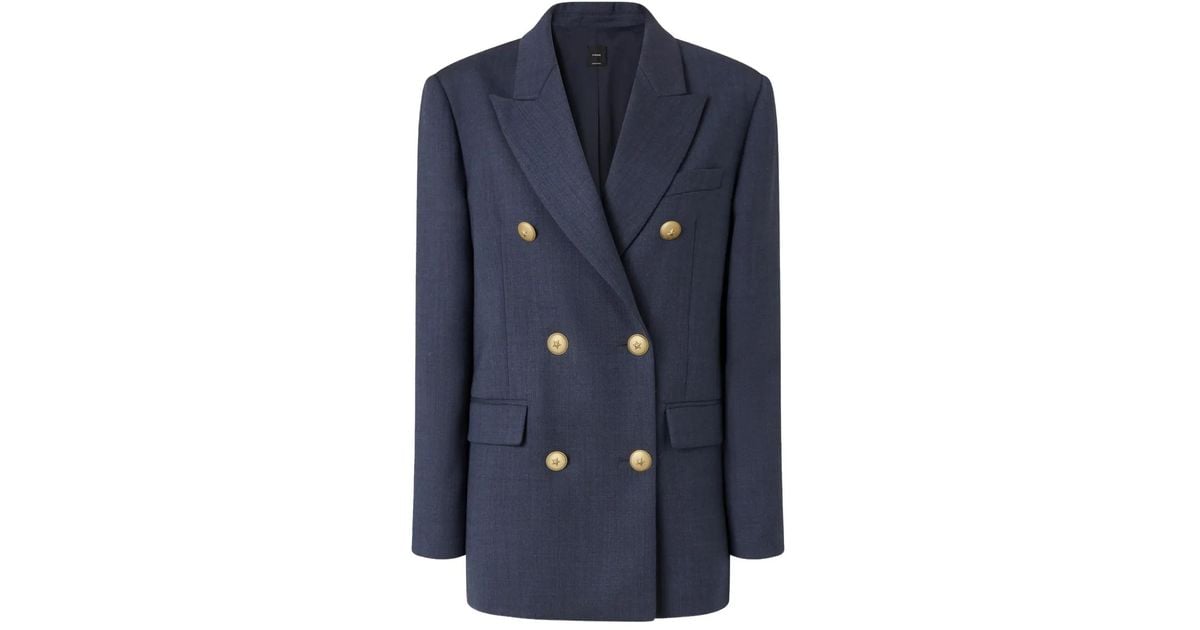 Pinko Double-Breasted Button-Closure Blazer in Blue | Lyst UK
