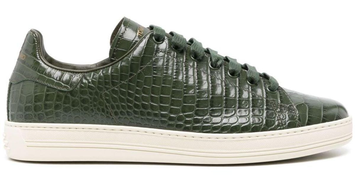 Tom Ford Warwick Crocodile-embossed Leather Sneakers in Green for Men ...