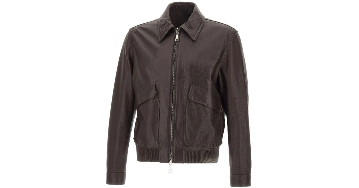 Tagliatore Godwin Leather Jacket in Grey for Men | Lyst UK