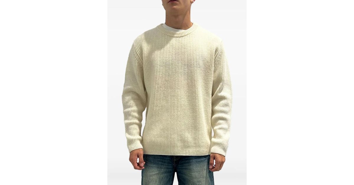 RAYNE 1896 Round-Neck Ribbed Sweater in Natural for Men | Lyst UK