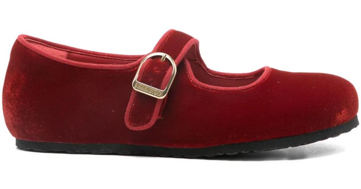 Birkenstock Santa Clarita Buckled Ballet Flats in Red | Lyst