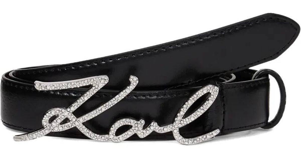 KARL LAGERFELD Logo-Lettering Belt in White | Lyst